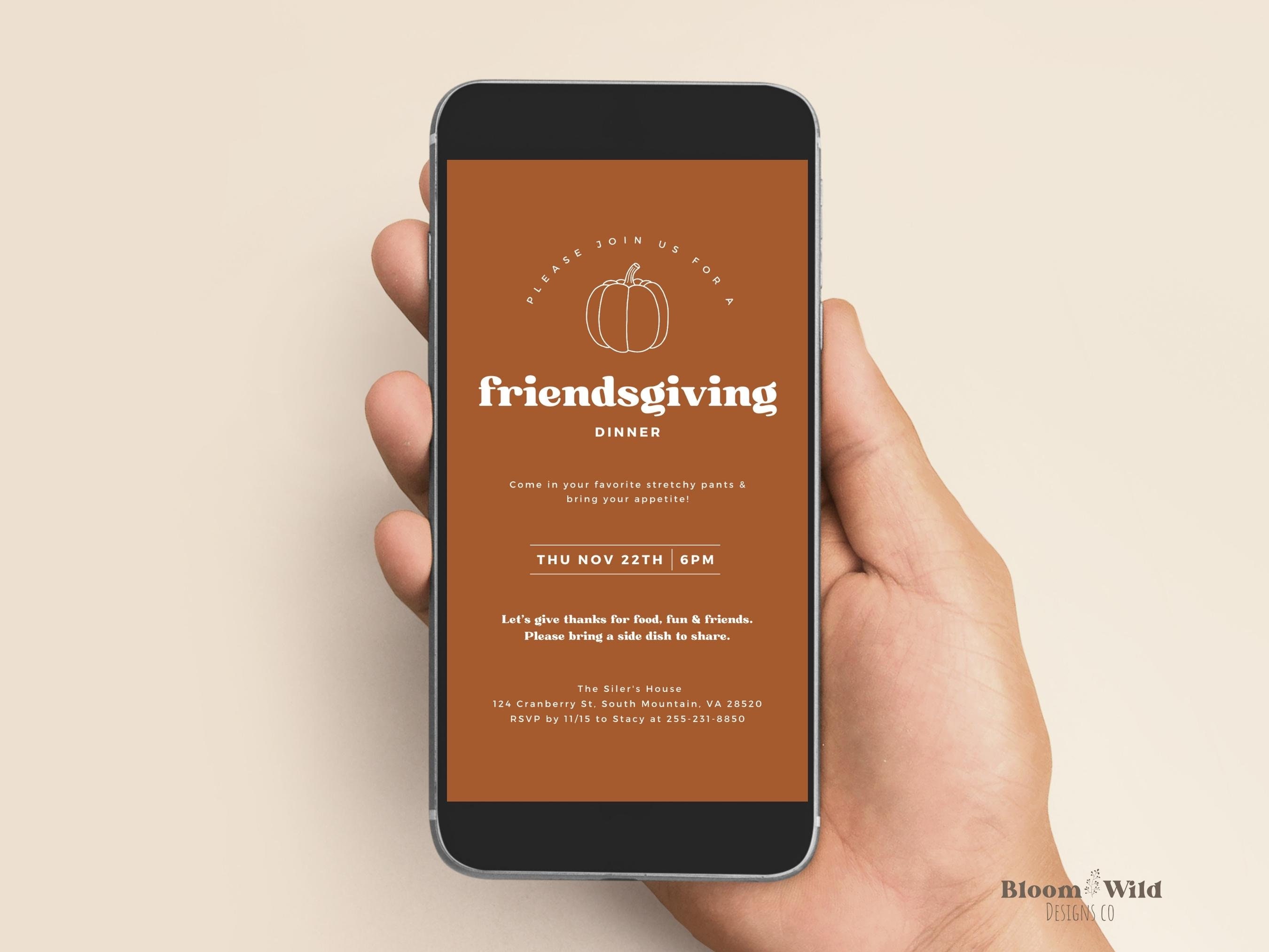 Friendsgiving Digital Invitation Template,friendsgiving Canva Evite ...