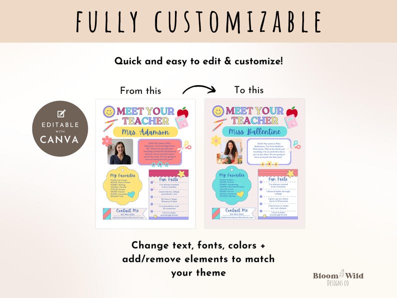 Get to Know the Teacher Printable, Editable Teacher Favorite Things ...