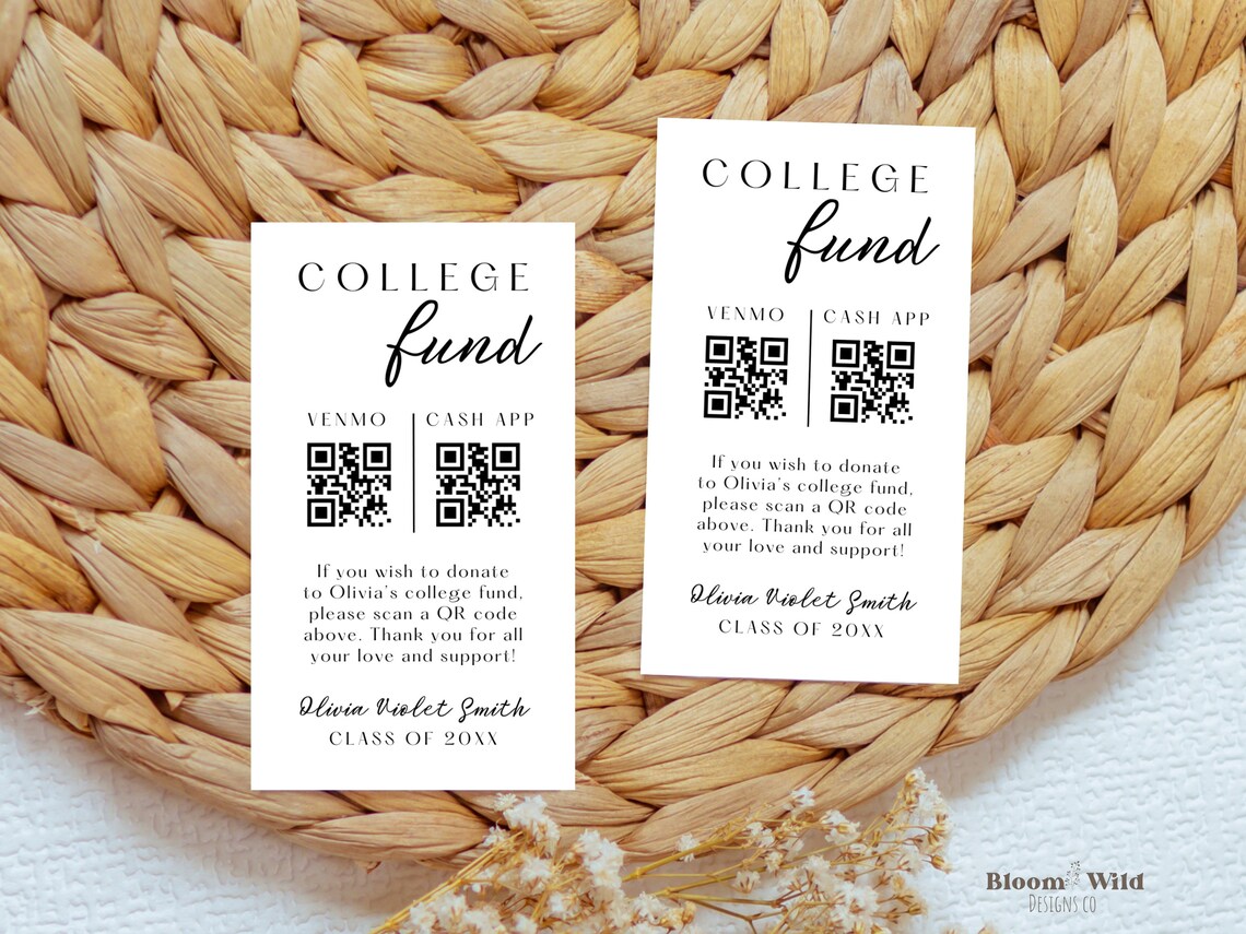 Graduation 2 QR Codes Insert, Qr Code Cards for Graduation, College ...