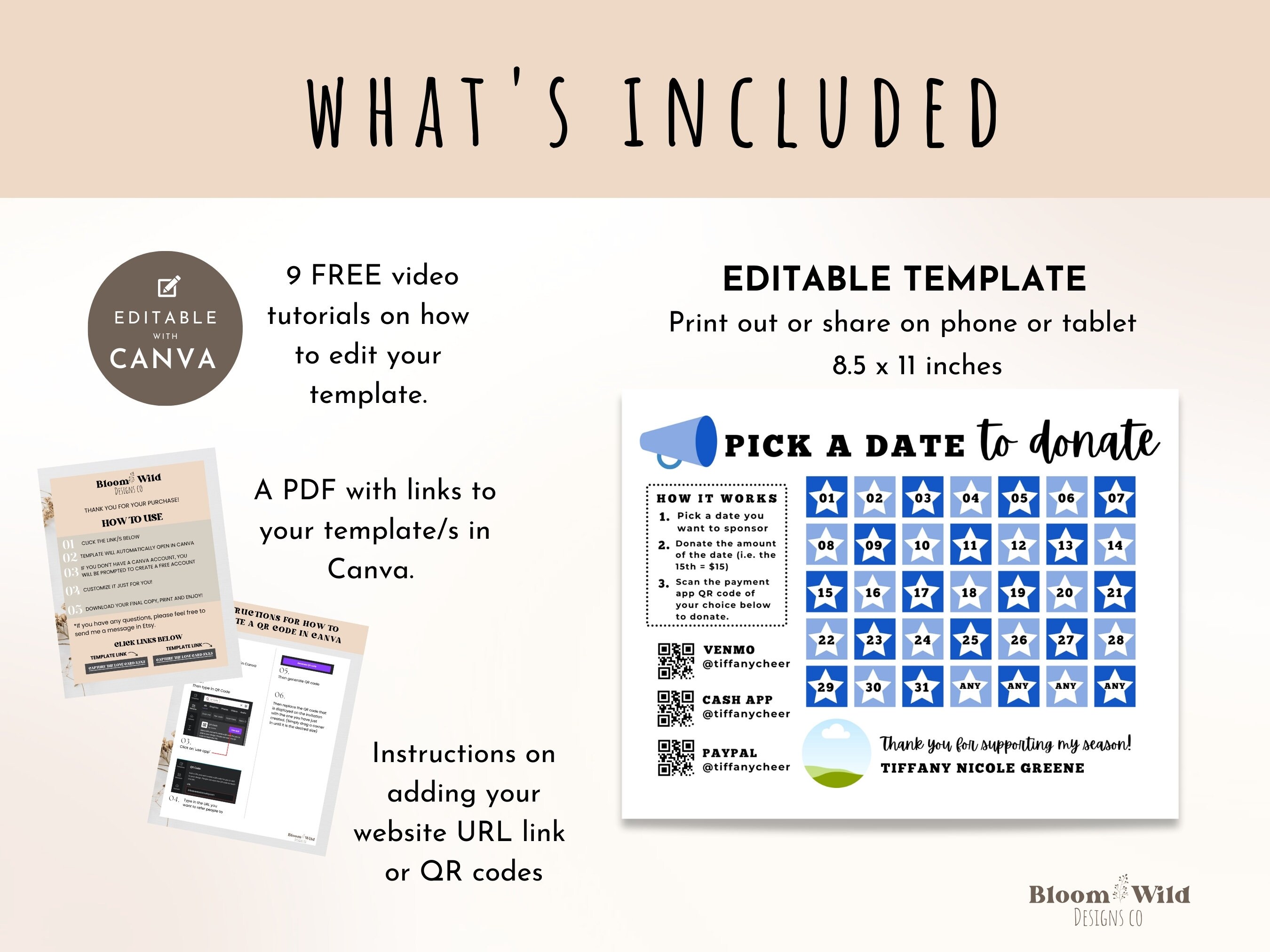 Pick A Date Donate Cheer, Sponsor My Season Canva Template, Fundraising ...