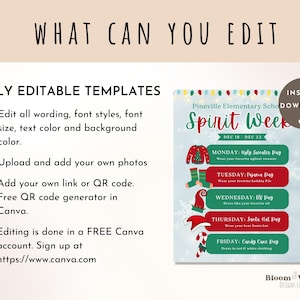Christmas Spirit Week Flyer, School Christmas Spirit Week Canva ...