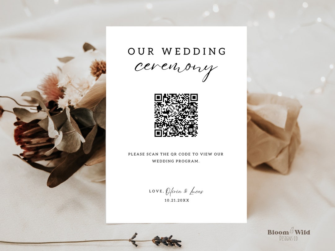 Qr Code Wedding Program Sign Canva, Wedding Ceremony Template QR Code ...