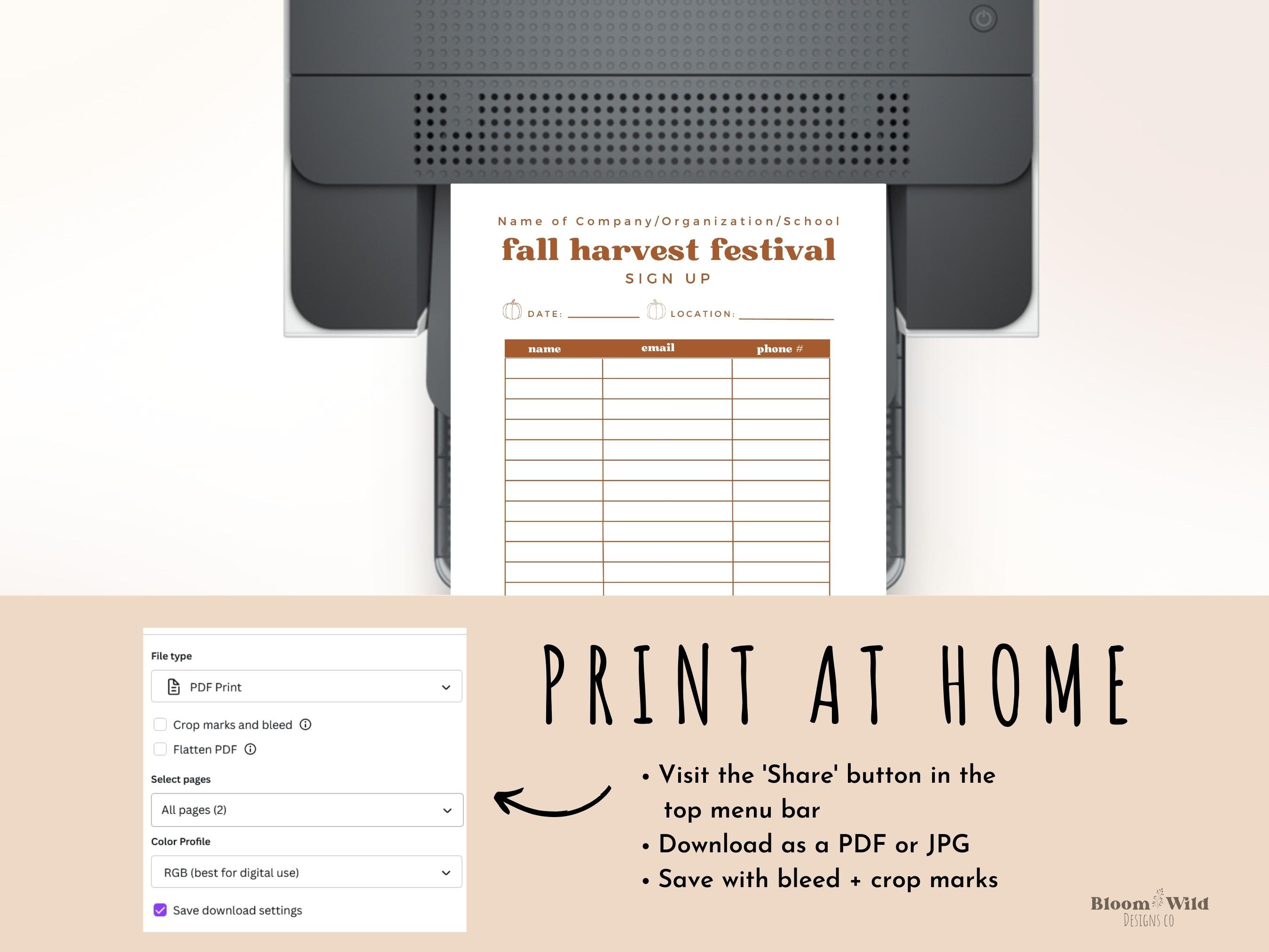 Fall Festival Sign up Sheet Template, Event Sign up Sheet Canva ...