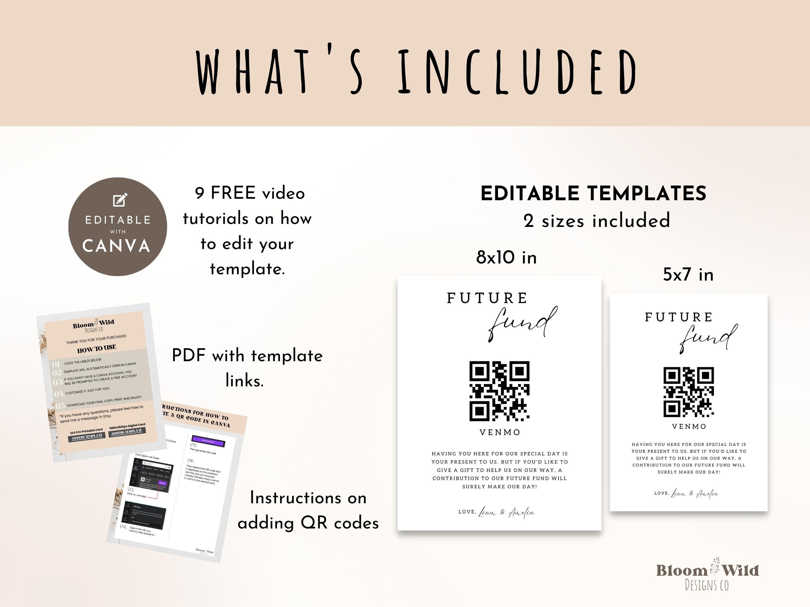 Future Fund QR Code Sign, Wedding Wishing Well QR Canva, Shower ...