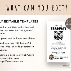 Graduation QR Code Insert, Insert Card Graduation, Tip the Graduate ...