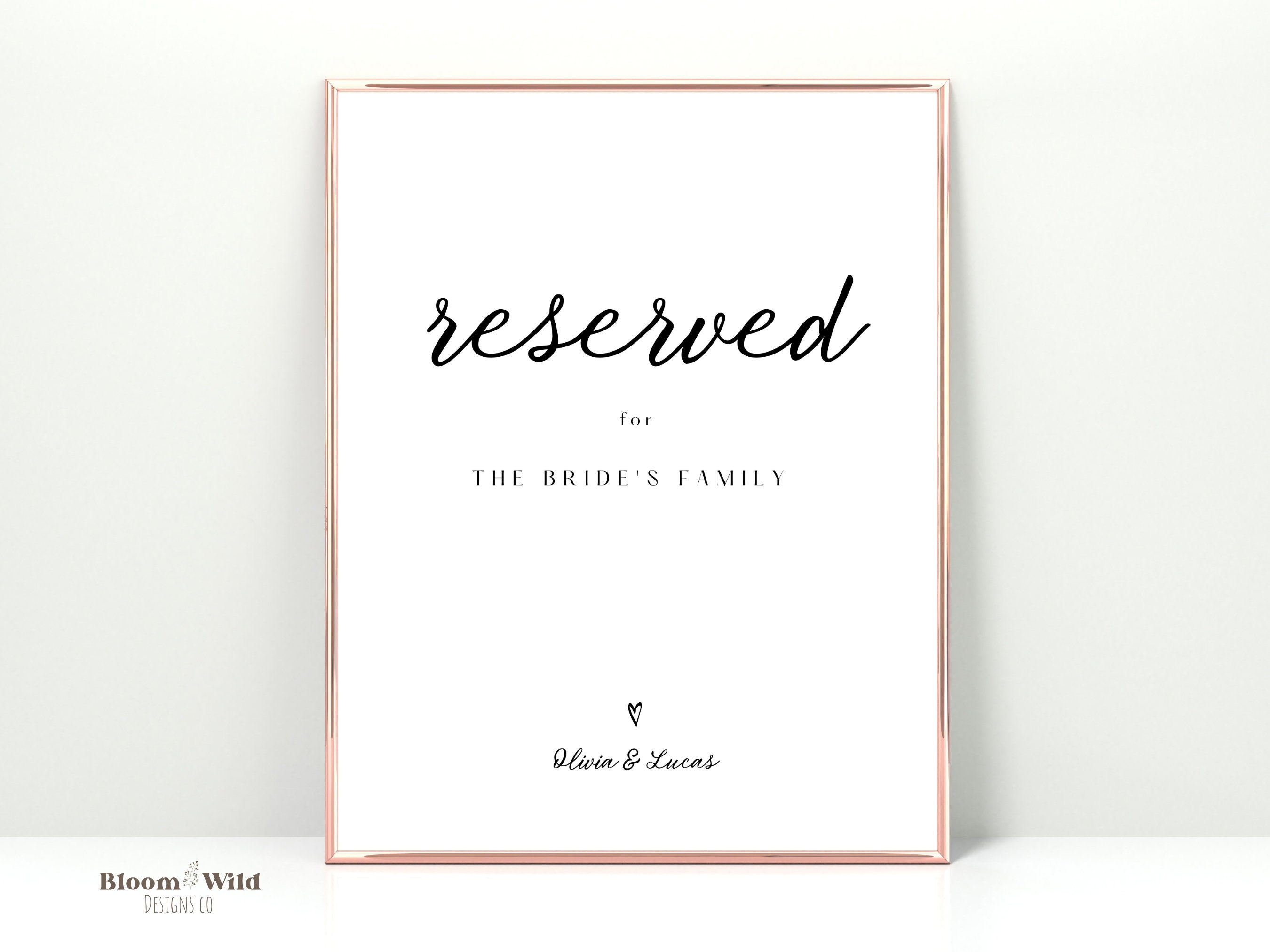 Wedding Reserved Seat Sign Template Reserved Seating Signs - Etsy