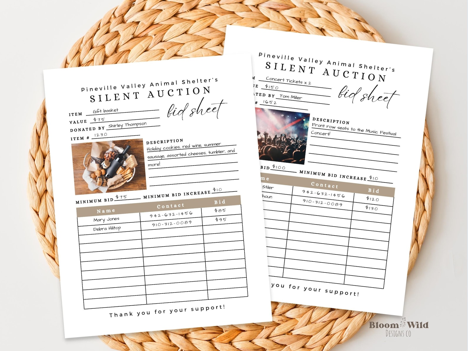 Silent Auction Bid Form, Silent Auction Canva Template, Silent Auction ...