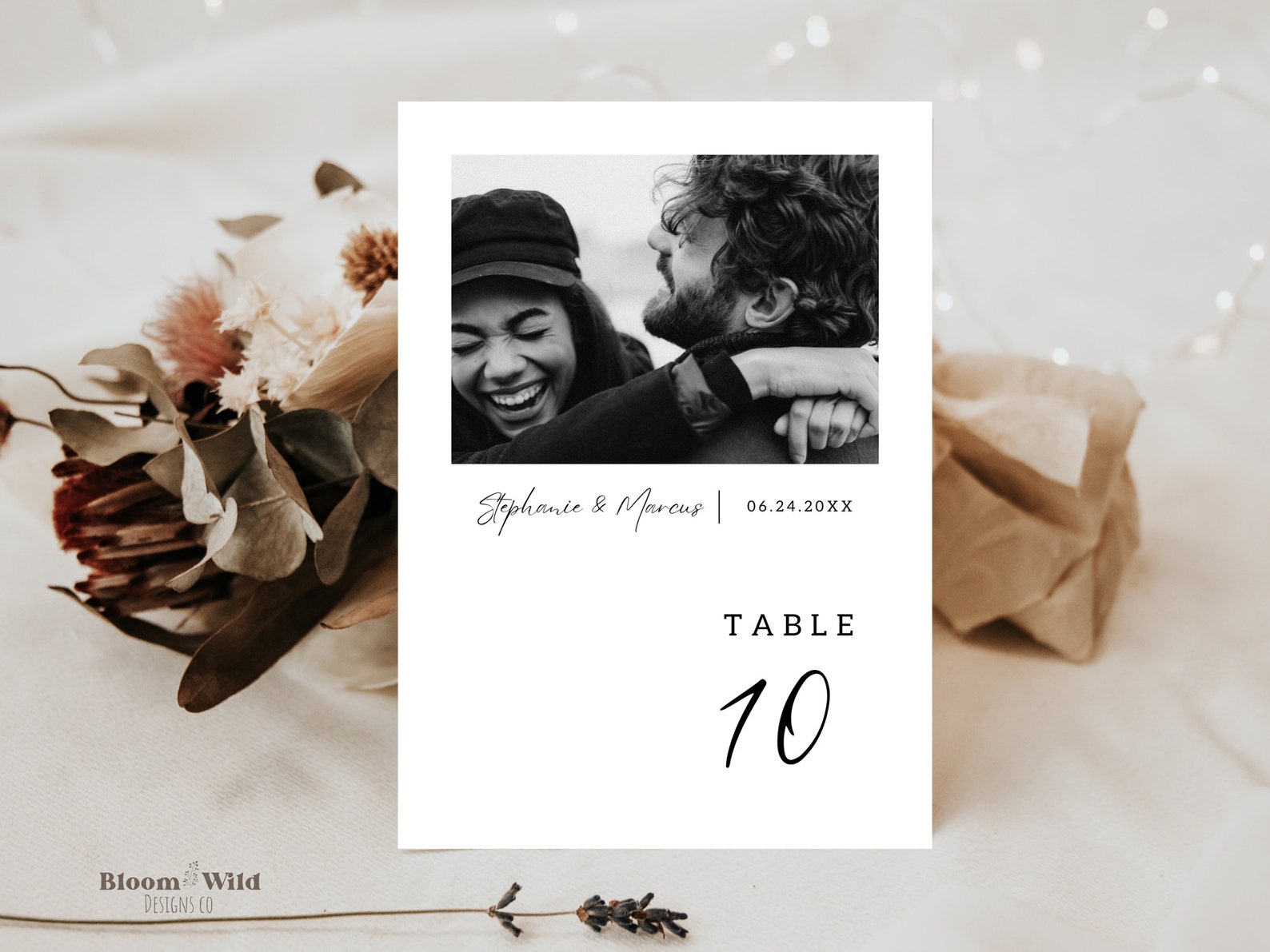 Wedding Table Number Template Canva, Table Numbers With Photos, Photo ...