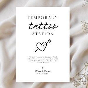 Temporary Tattoo Station Sign, Tattoo Station Sign Wedding, Tattoo ...