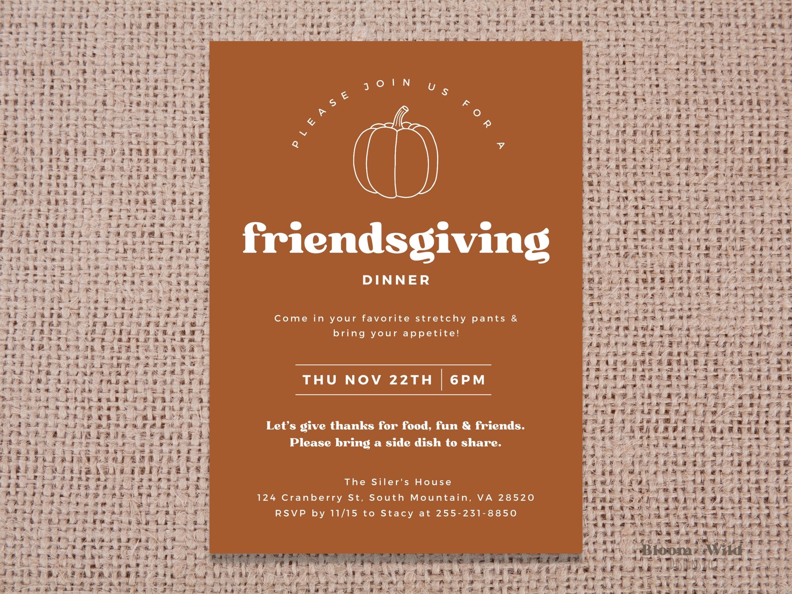 Friendsgiving Digital Invitation Template,friendsgiving Canva Evite ...