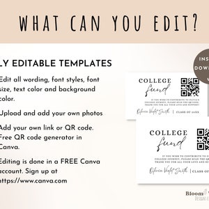 Graduation Party Invitation Insert, Graduation QR Code, College Fund ...