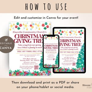 Christmas Giving Tree Template, Angel Tree Fundraiser Event W/ QR Code ...
