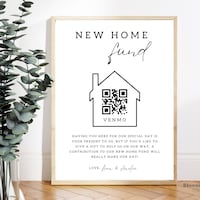 House Fund Sign, House QR Code Sign, Printable QR Code for Wedding, House Fund Signs, Editable ...