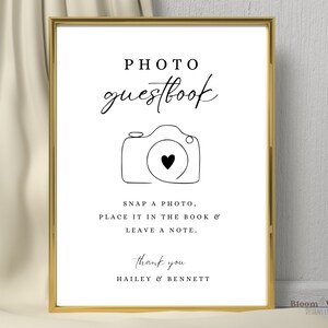Wedding Photo Guestbook Sign Canva, Minimalist Photo Guestbook Template ...