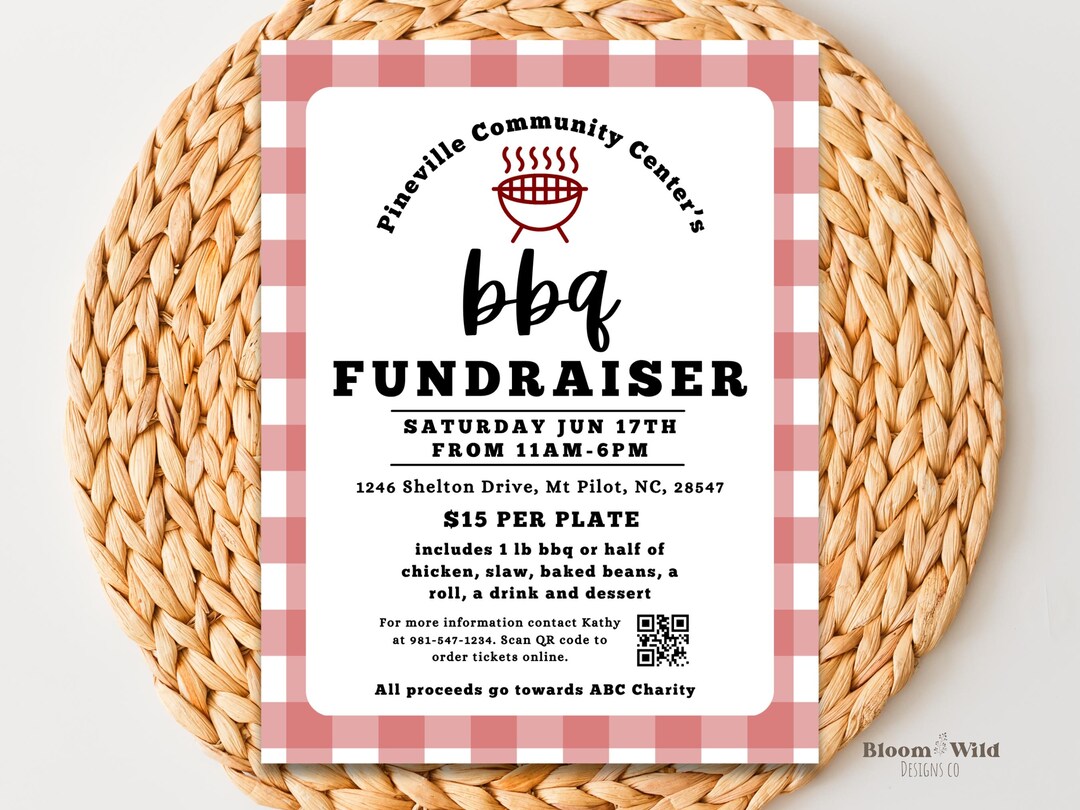 Bbq Fundraiser Flyer, Bbq Fundraiser Template, School Church Community ...