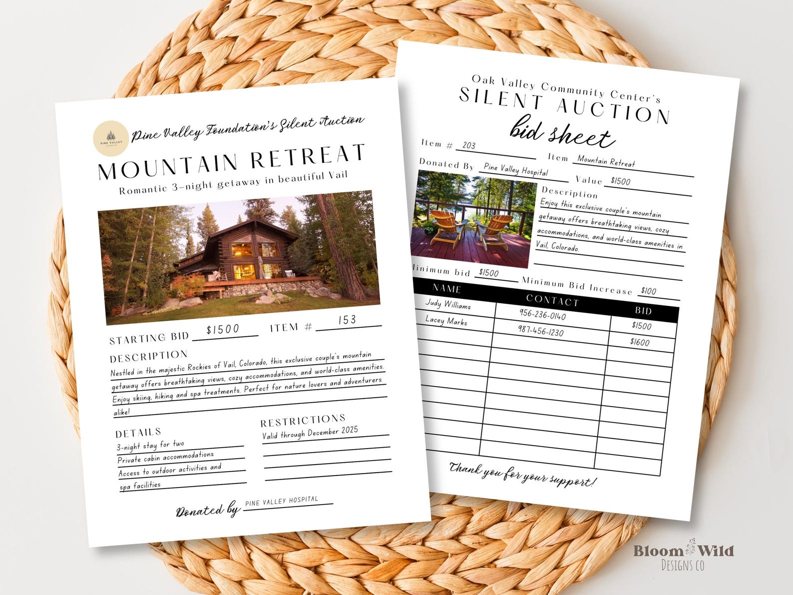 Silent Auction Bid Sheet Canva Template, Silent Auction Item ...