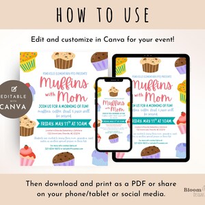 Muffins With Mom Flyer, Muffins With Mom Invitation, Breakfast With Mom ...