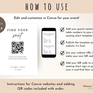 Digital Seating Chart With Qr Code Template, Qr Code for Wedding ...