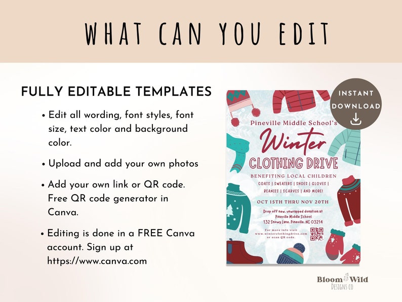 Winter Clothing Drive Flyer Template, Digital Download Holiday Coat ...
