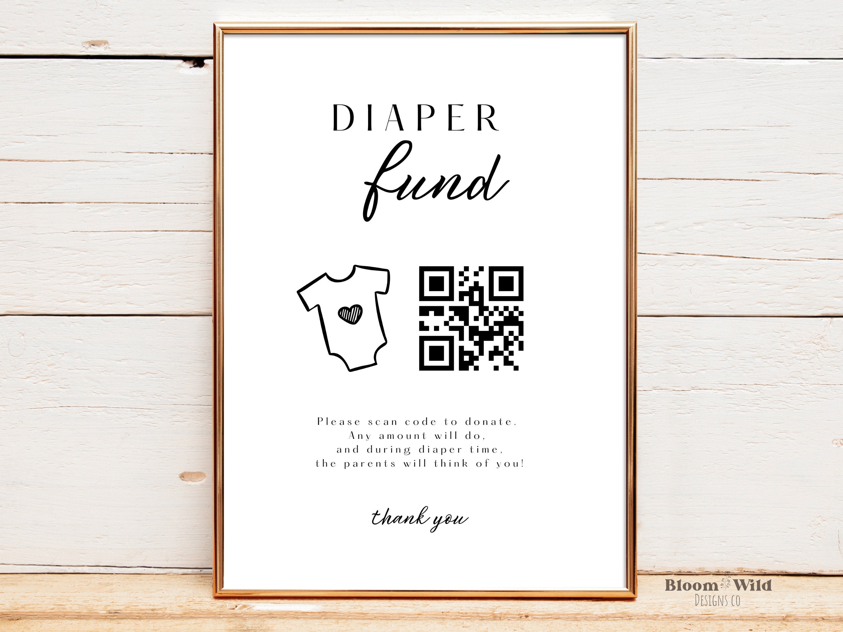 Diaper Fund Sign Canva, Baby Shower Venmo Sign, Printable Minimalist ...