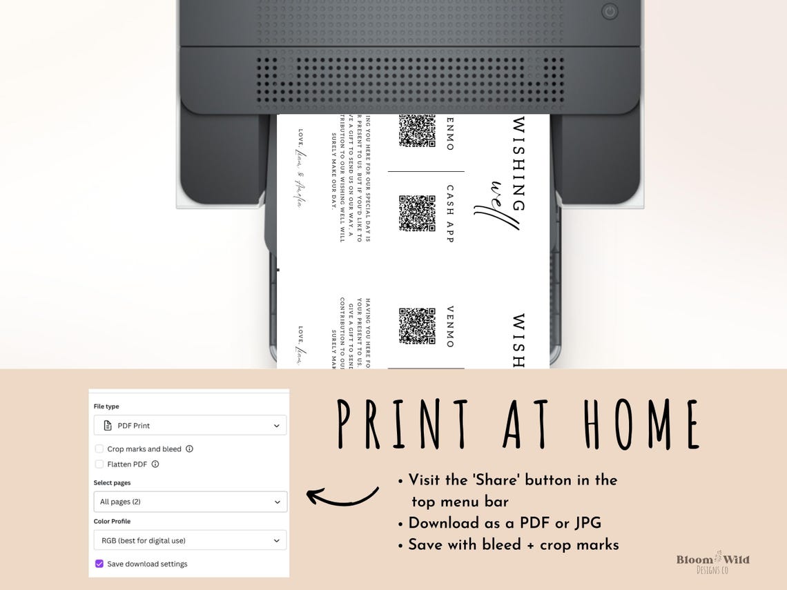 Wedding Qr Code Wishing Well, Modern Wedding Cash Registry Sign ...