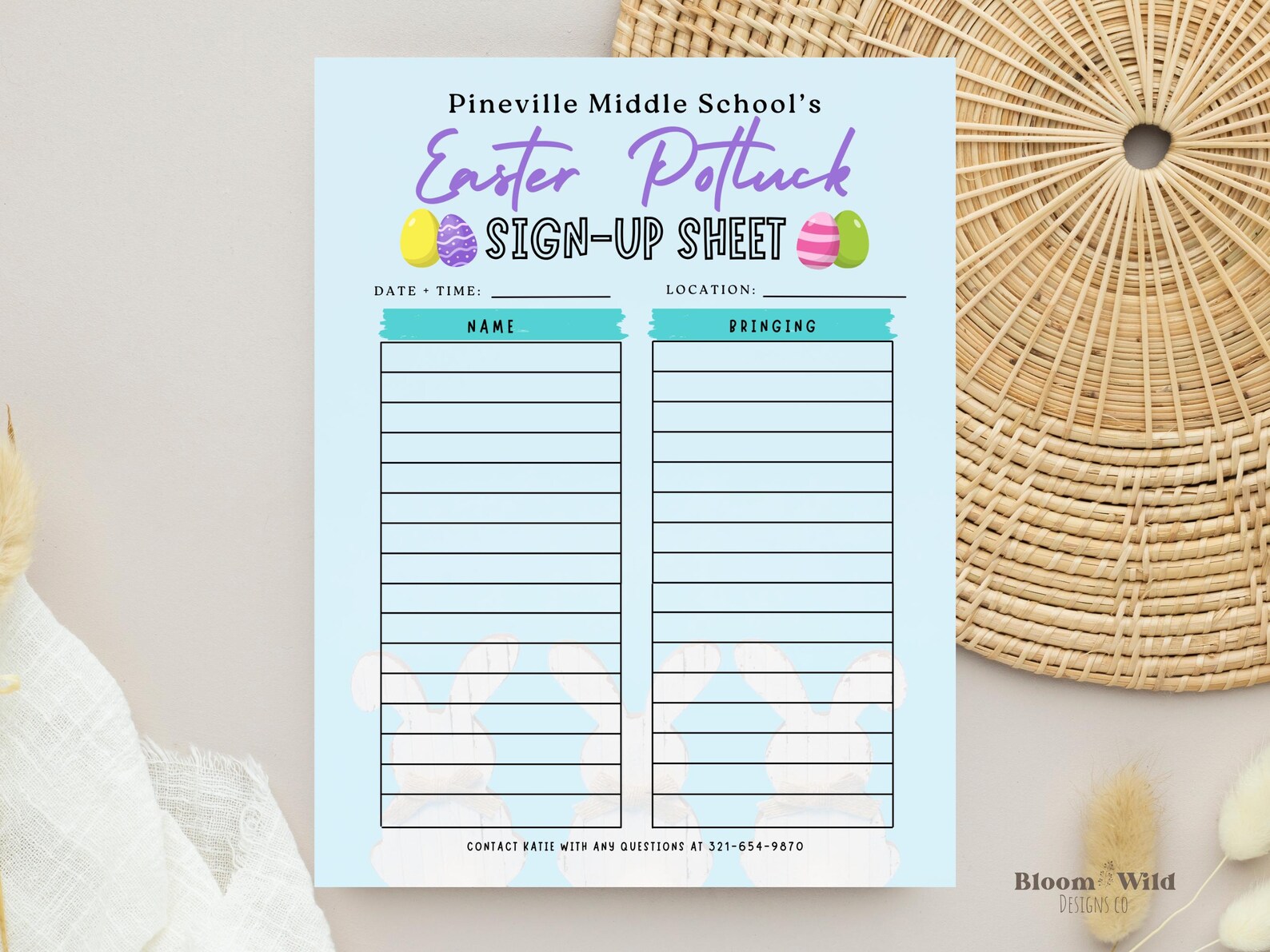 Easter Potluck Sign up Sheet Editable, Potluck for Easter, Potluck Sign ...