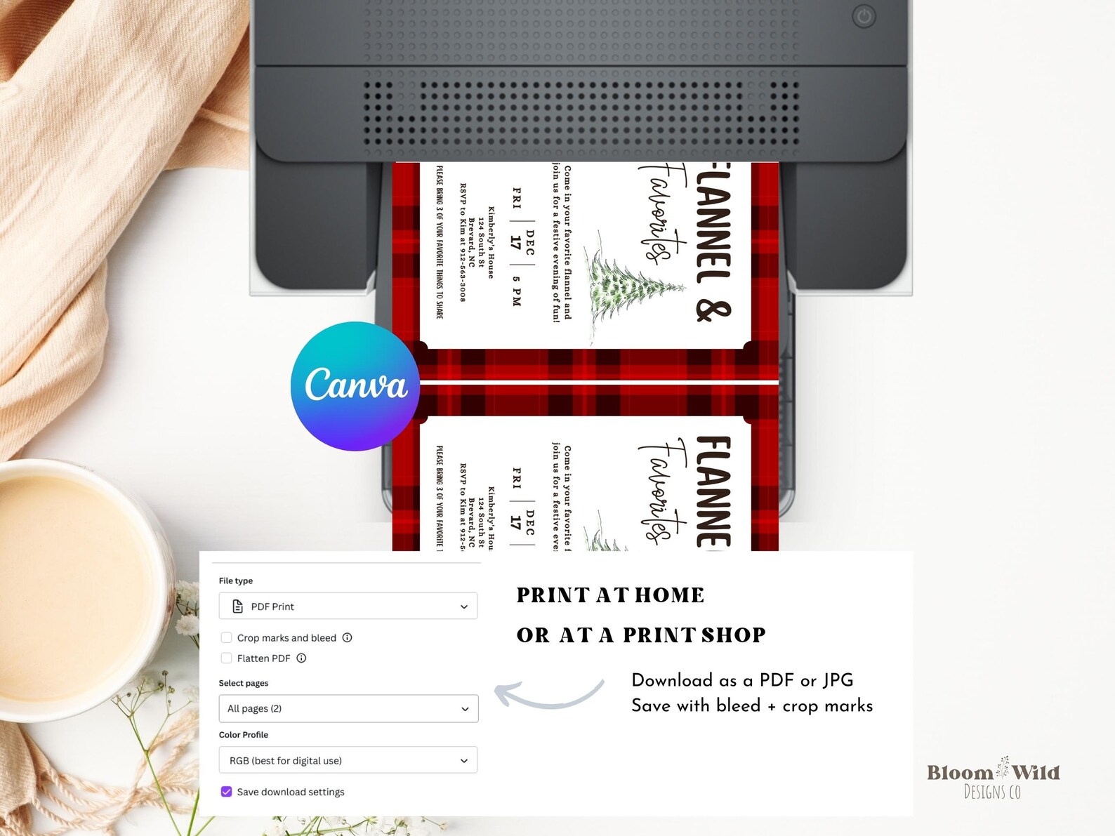 Flannel Christmas Tag for Presents Canva Template Christmas - Etsy