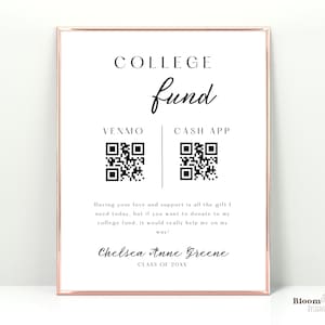 College Fund 2 QR Codes Canva, Graduation QR Code Sign, Venmo QR Code ...
