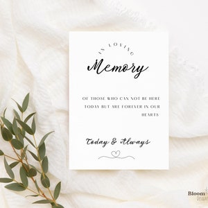 In Loving Memory Sign, in Memory Sign Template, in Memory of Wedding ...