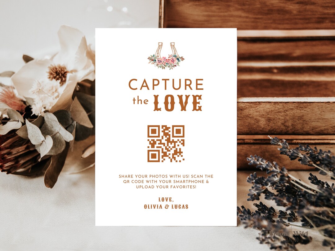 Cowboy Wedding QR Code for Photo Sharing Template, Western Capture the ...