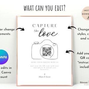 Capture the Love Sign Template, QR Code for Photo Sharing, Minimalist ...