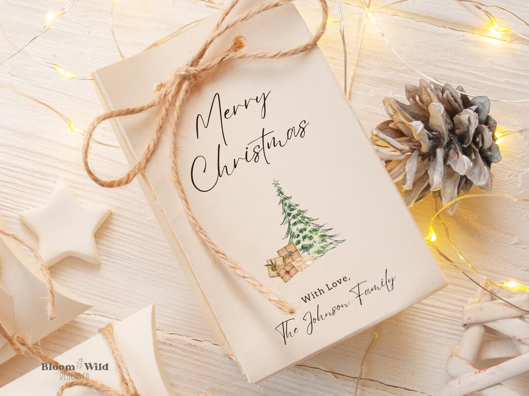 Canva Template Christmas Gift Tag, Modern Minimalist Gift Tag, Retro ...