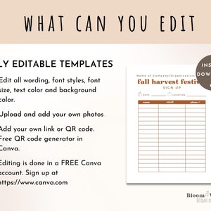 Fall Festival Sign up Sheet Template, Event Sign up Sheet Canva ...