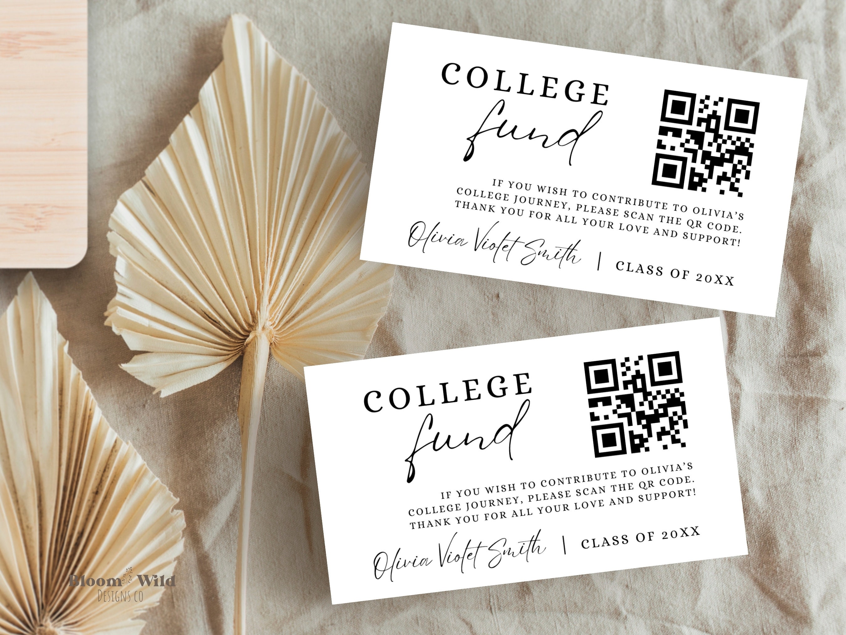 Graduation Party Invitation Insert, Graduation QR Code, College Fund ...
