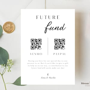 Minimal Future Fund 2 QR Codes Sign, Wedding Wishing Well Canva, Couple ...