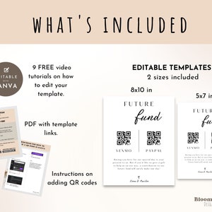 Minimal Future Fund 2 QR Codes Sign, Wedding Wishing Well Canva, Couple ...