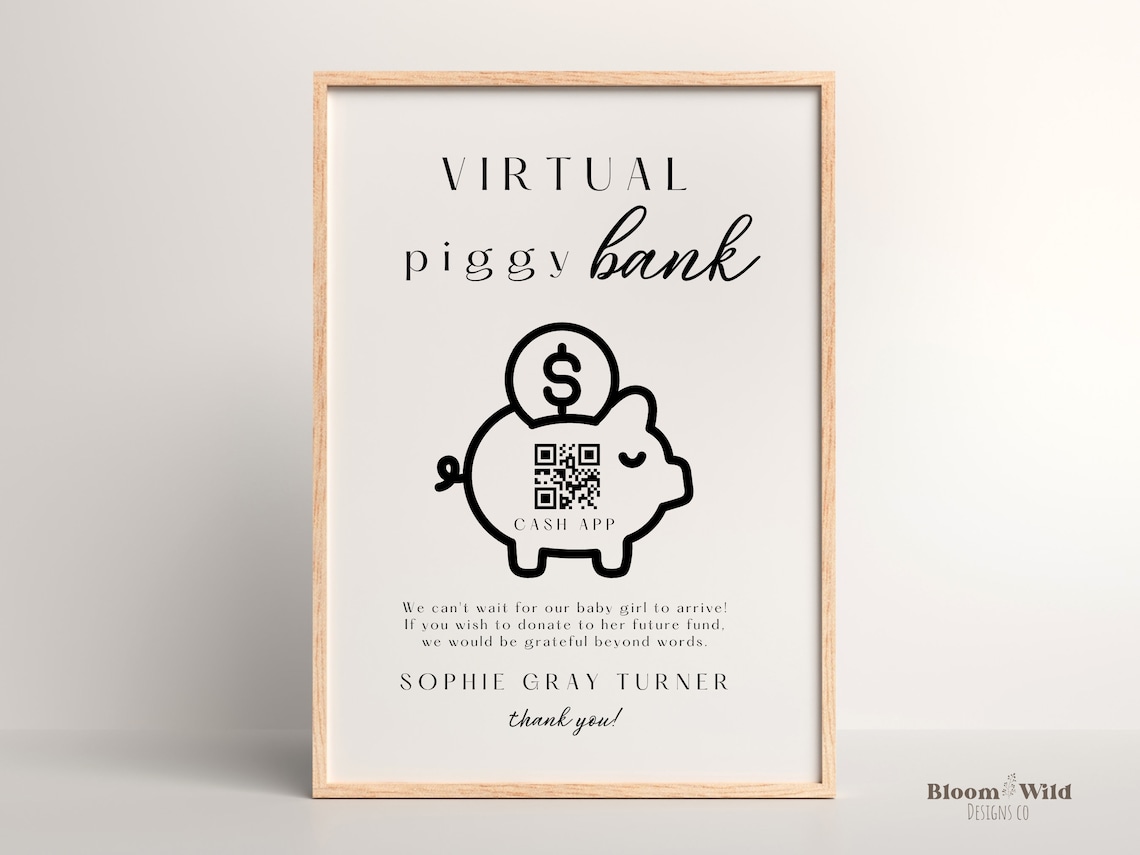 Future Fund QR Code, Piggy Bank Venmo, Printable Modern Baby Shower ...