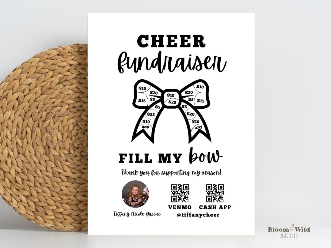 Fill My Bow Cheer Fundraiser, Canva Cheer Bow Template, Cheer ...