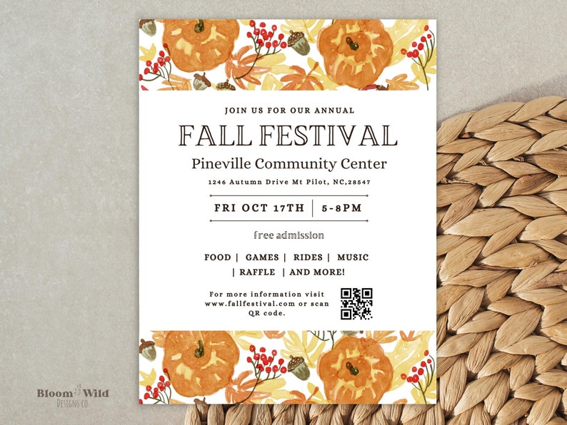 Fall Festival Invitation Templates, Pumpkin Festival Flyer Canva ...
