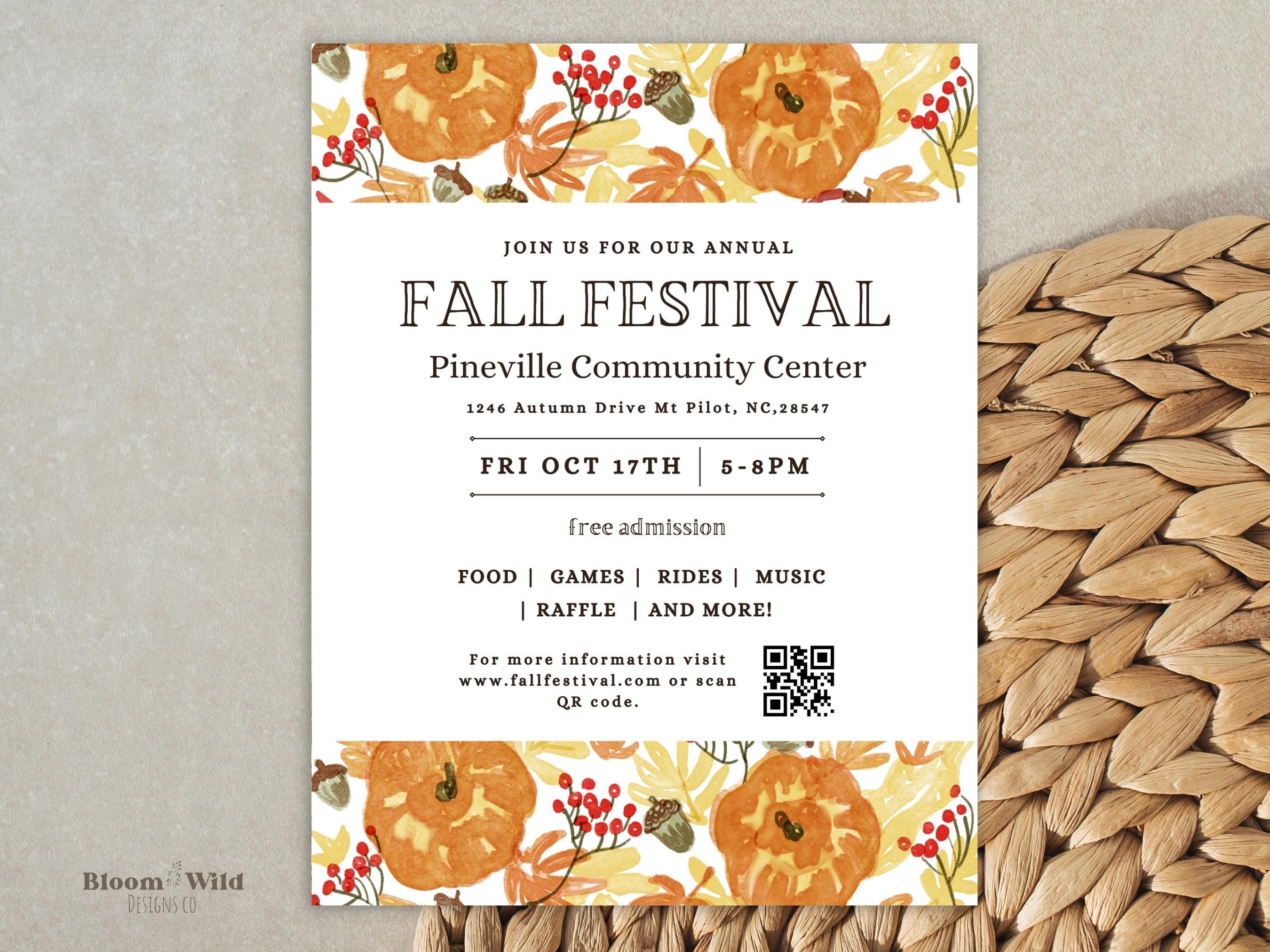 Fall Festival Invitation Templates, Pumpkin Festival Flyer Canva ...