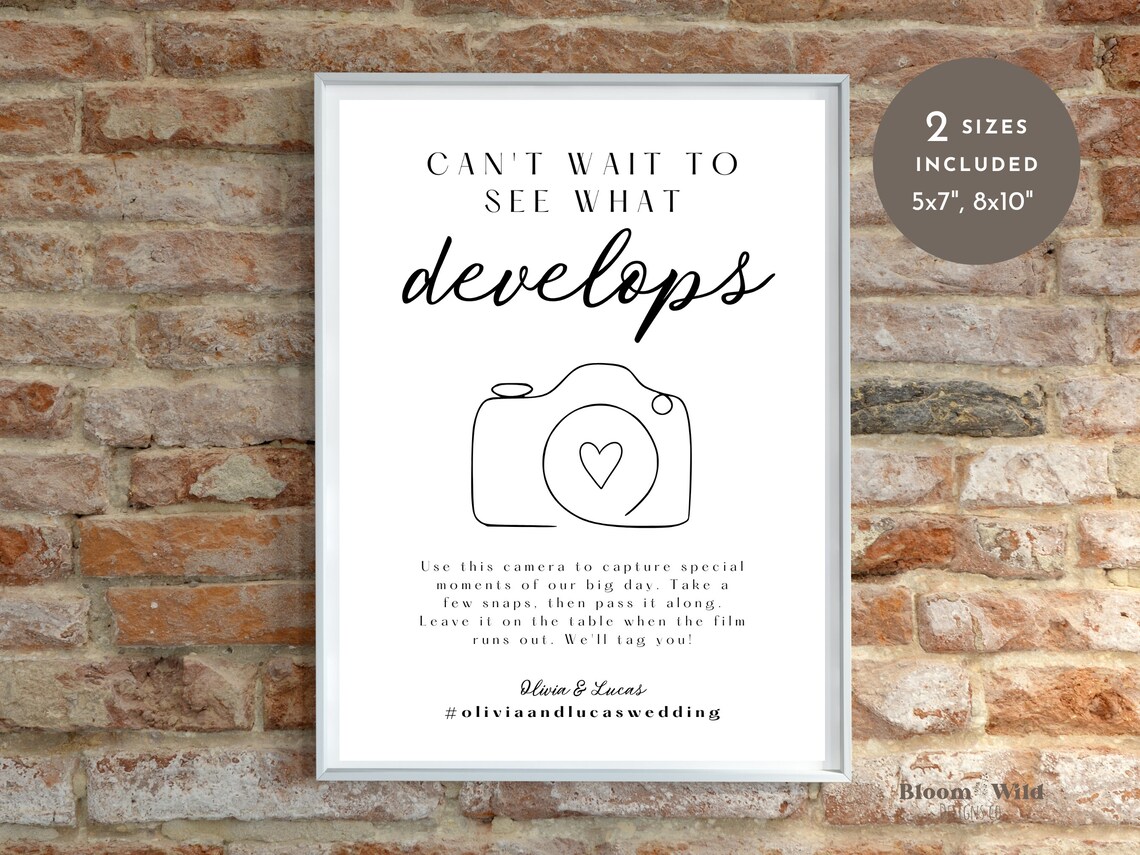 Modern Disposable Camera Sign Wedding I Spy Wedding Game - Etsy