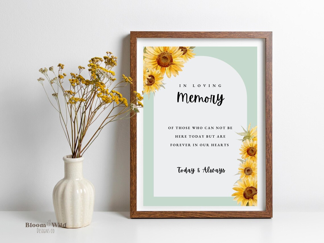 In Memory Sign Template in Memory of Wedding Sign Sunflower - Etsy