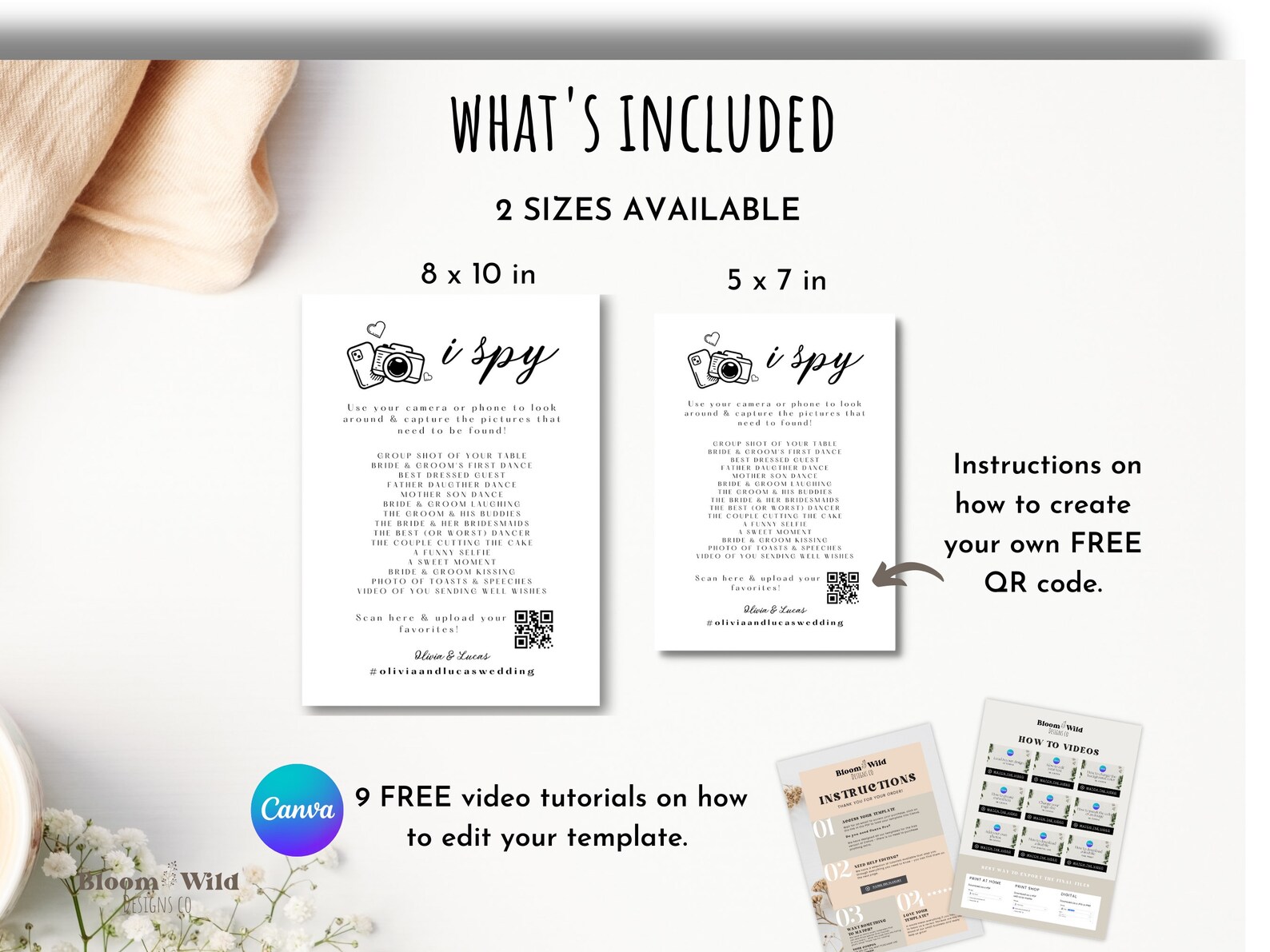 I Spy Wedding With QR Code Template, I Spy Wedding Game Hashtag ...