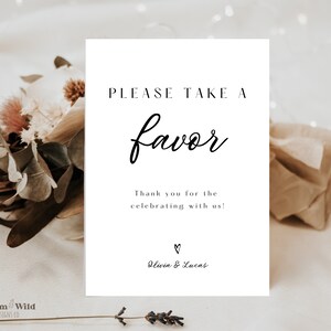 Favors Please Take One Sign Canva, Wedding Favor Sign Template ...