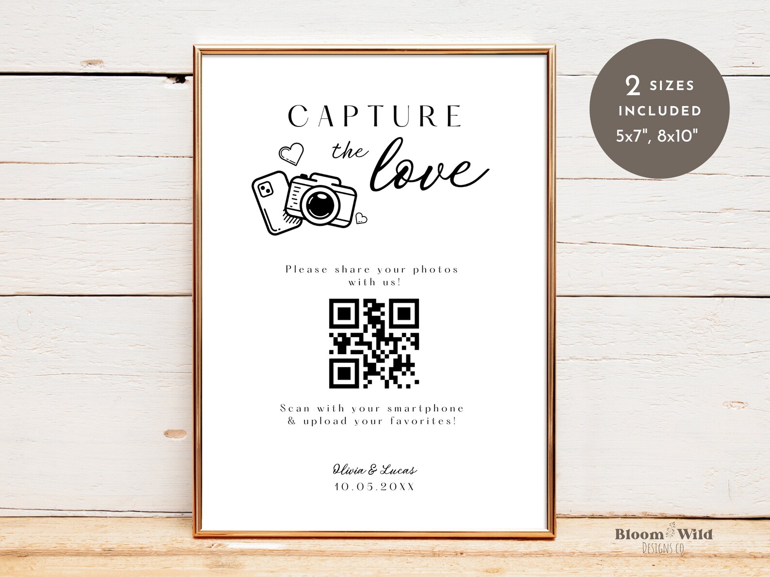 Modern Capture the Love Template, QR Code to Share Wedding Photos ...