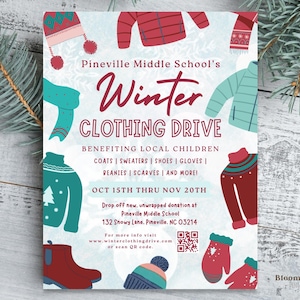 Winter Clothing Drive Flyer Template, Digital Download Holiday Coat ...