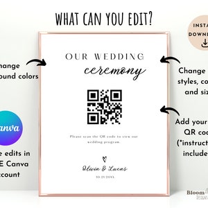 Wedding Ceremony Template QR Code, Qr Code Wedding Program Canva ...