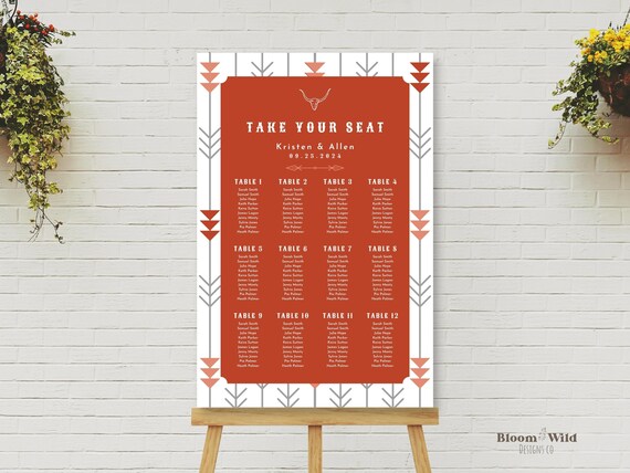 Western Seating Chart Poster Wedding Seating Plan - Etsy