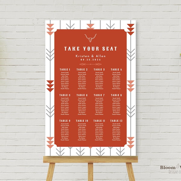 Western Seating Chart Wedding - Etsy