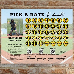 Editable Softball Calendar Fundraiser, Black Out My Board Softball ...